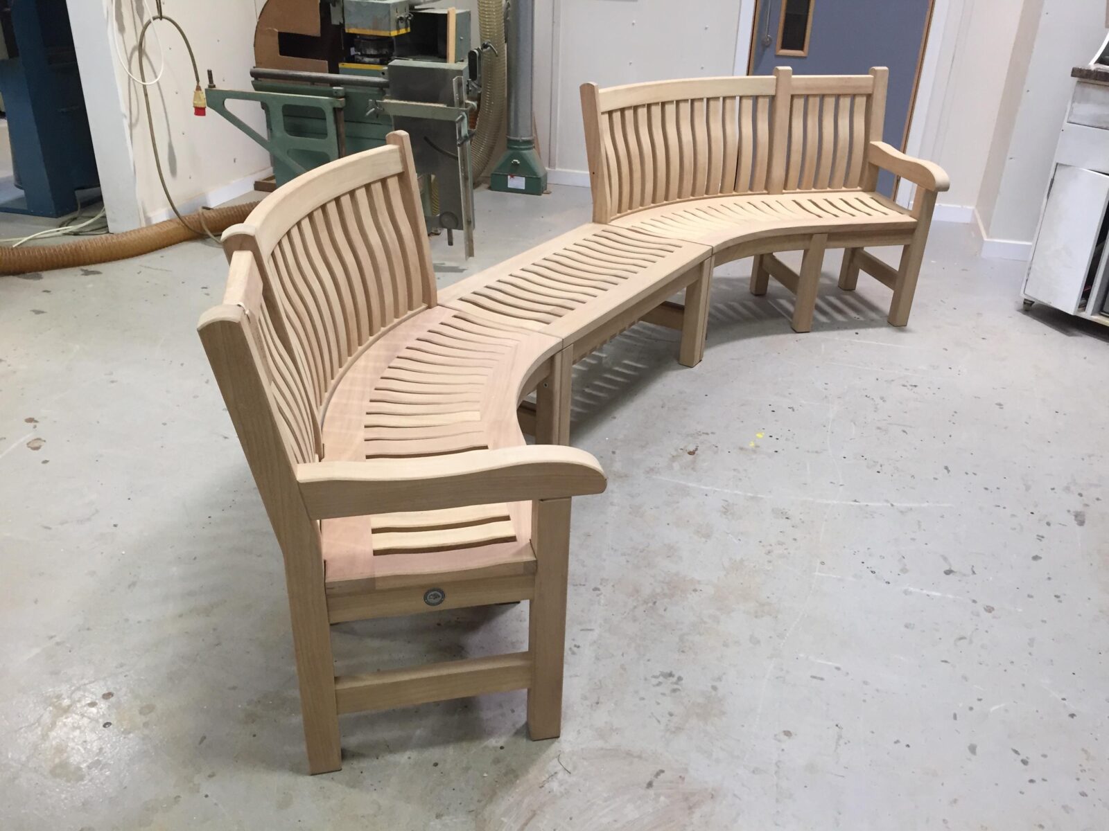 Curved garden bench heading for London private customer | Woodcraft UK