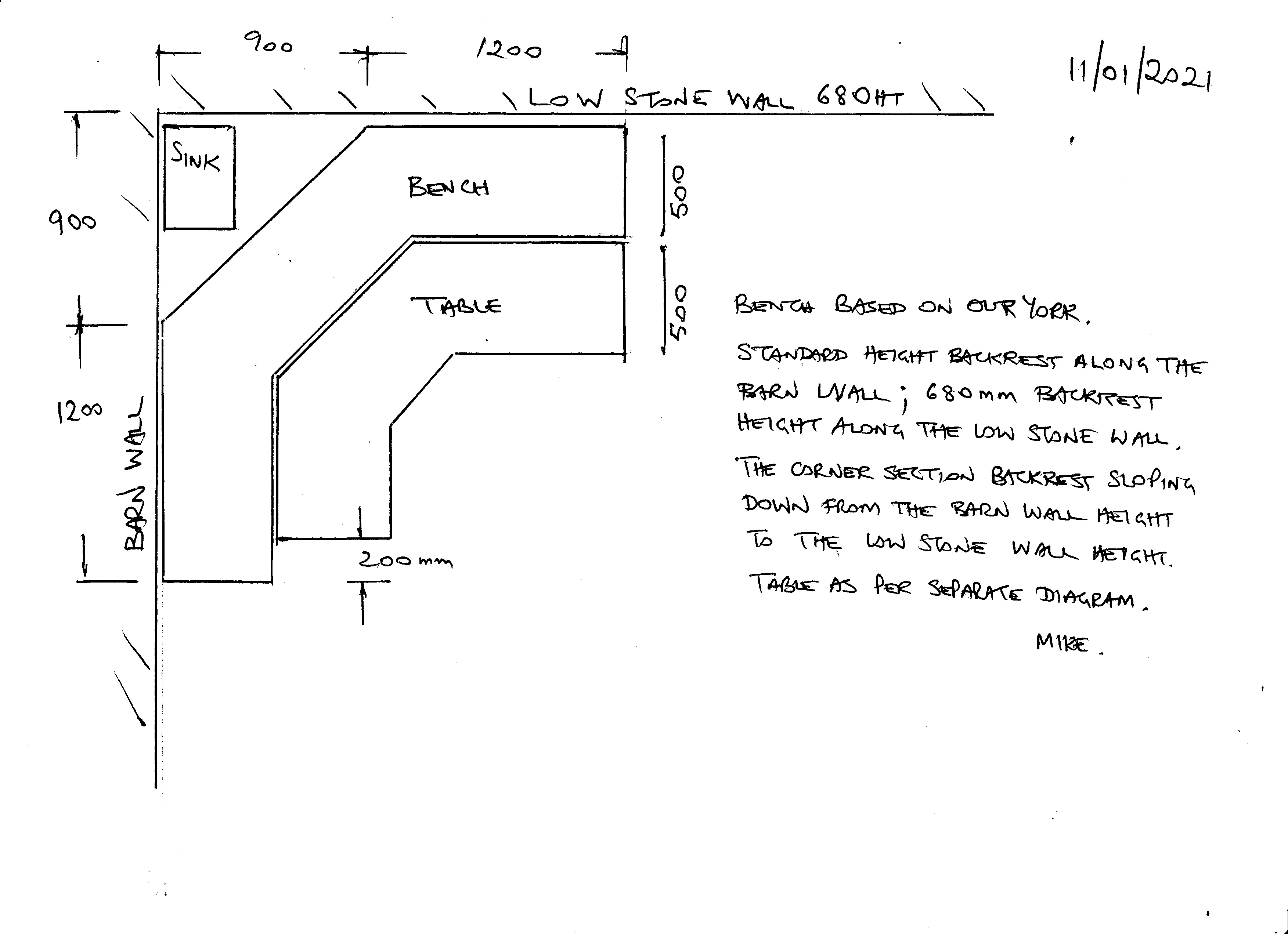 Bespoke corner angled wooden garden bench and table | Woodcraft UK
