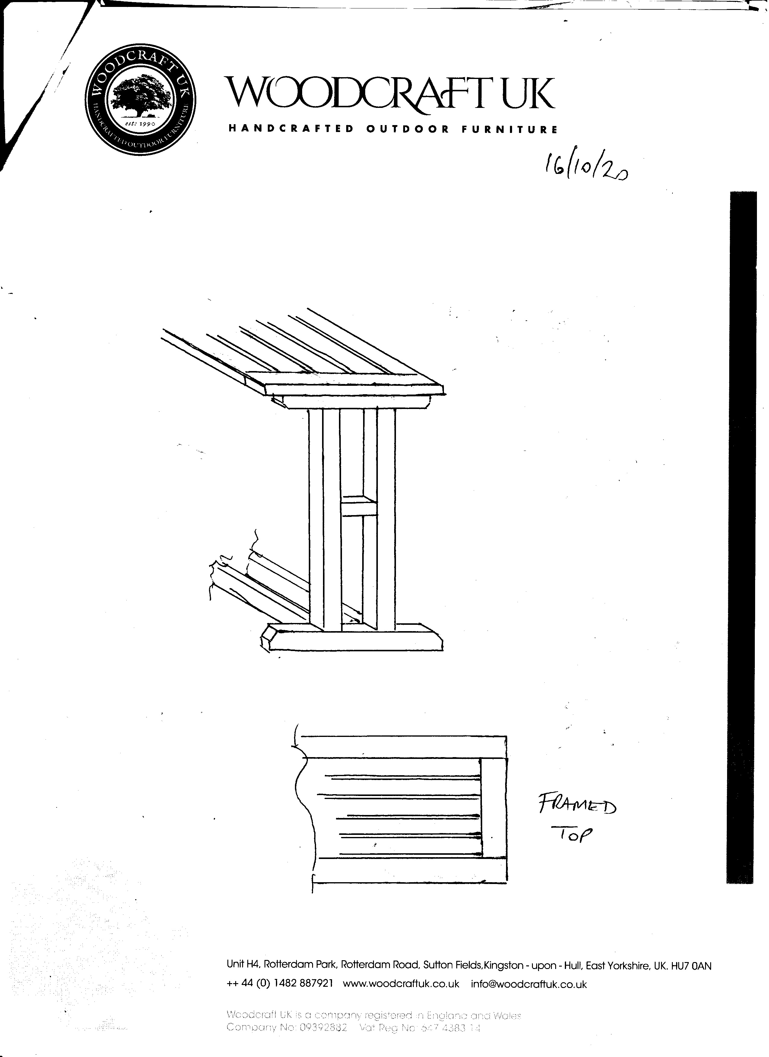 Bespoke corner angled wooden garden bench and table | Woodcraft UK